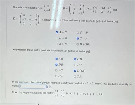 Solved Consider The Matrices A D 6 1 2 4 2 1 0 04 3 ³4