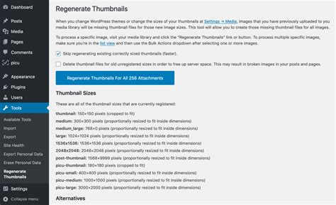 How To Change Image Sizes In WordPress Picu