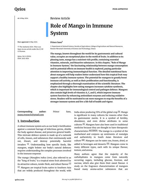 Pdf Role Of Mango In Immune System