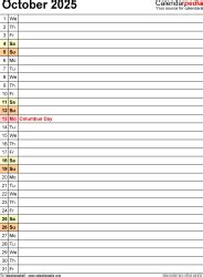 October Calendar Templates For PDF Excel And Word