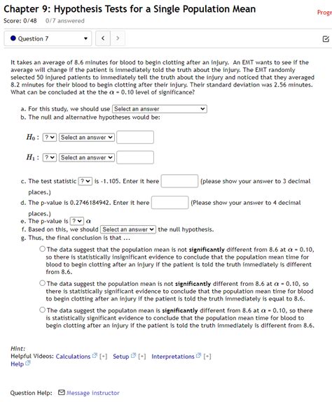 Solved Chapter 9 Hypothesis Tests For A Single Population