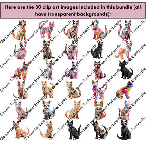 Origami Folded Cat Digital Clipart Pack Png And Svg Printable For