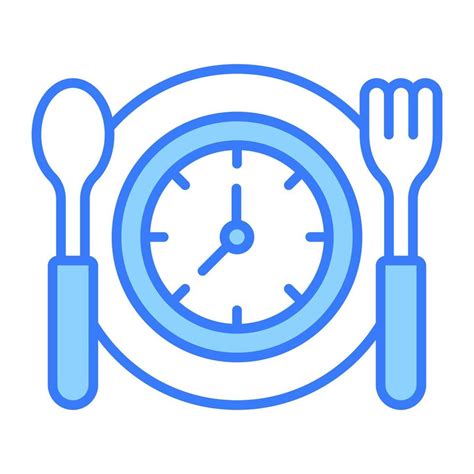 Clock On Plate With Spoon And Fork Denoting Concept Vector Of Fasting