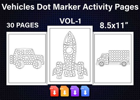 Vehicles Dot Marker Activity Book Vol 1 Graphic By Asma Store