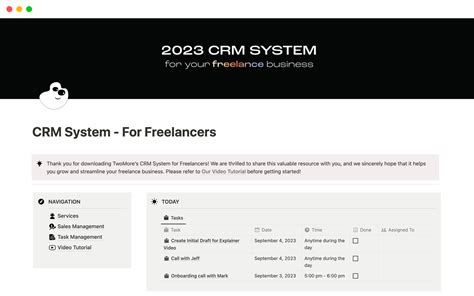 CRM System For Freelancers Notion Template