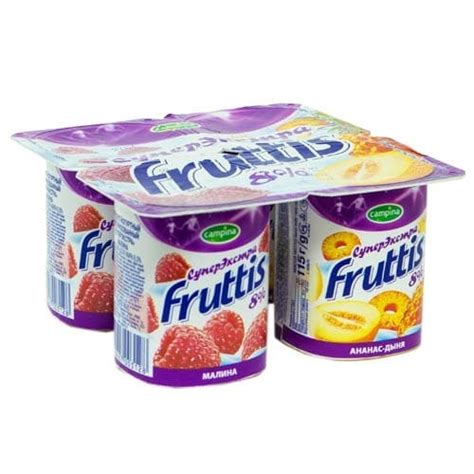 Йогурт ʺFruttisʺ малина и ананас-дыня 5%, 115гр - Доставка горячей еды ...