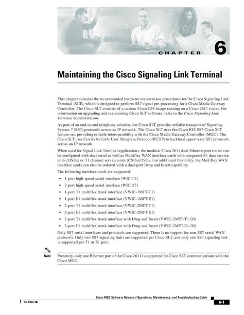 Pdf Maintaining The Cisco Signaling Link Terminal 6 1 Cisco Mgc Software Release 7 Operations