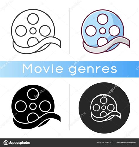Documentary Film Icon Linear Black Rgb Color Styles Common Movie Stock
