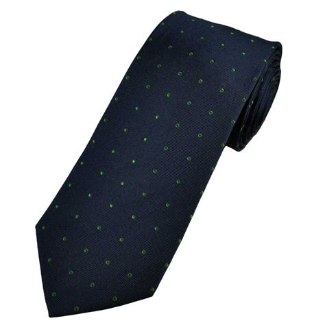 Profuomo Originale Navy Green Polka Dot Men S Silk Designer Tie From