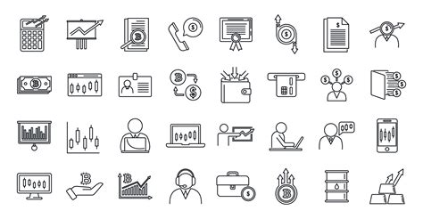 Trader Icons Set Outline Style 8883413 Vector Art At Vecteezy