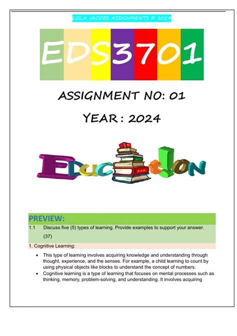 Eds3701 S1 Assignment 1 2024 Full Answers Eds3701 Stuvia Us