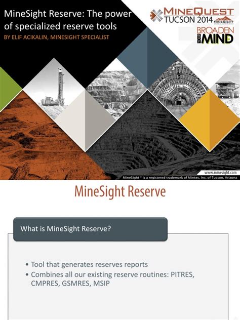Minesight Reserve The Power Of Specialized Reserves Tool Pdf