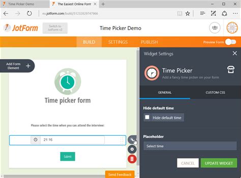 Time Picker Form Widgets Jotform