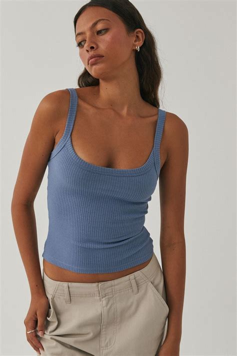 Riri Scoop Neck Tank Cute Everyday Outfits Blue Tank Top Outfit