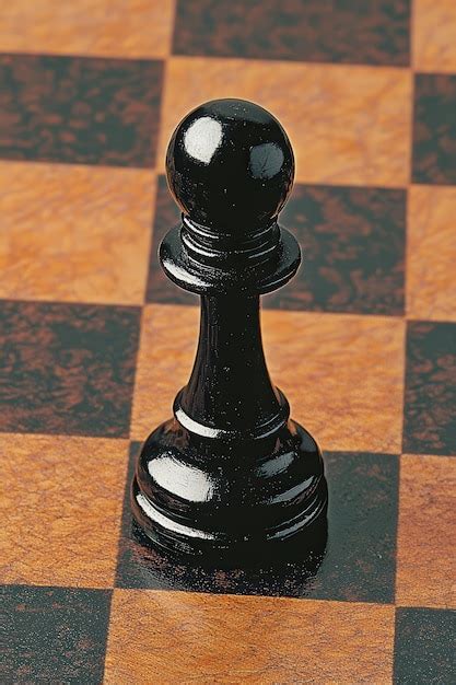 Black Chess Pawn On Wooden Chessboard Premium Ai Generated Image