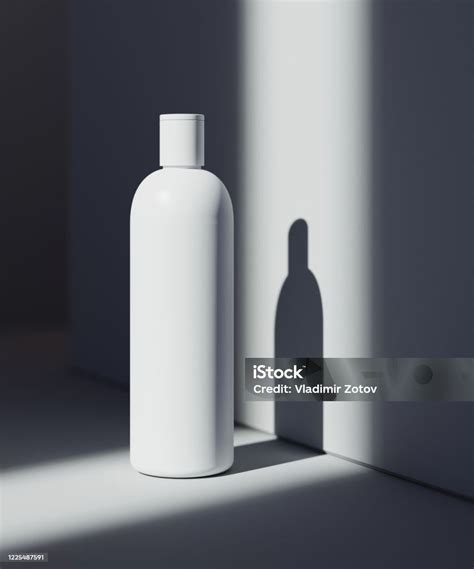 자연 화장품 프리젠 테이션 장면입니다 제품 배치 어두운 그림자와 흰색 배경입니다 3d 일러스트 블로그 콘텐츠 0명에 대한 스톡