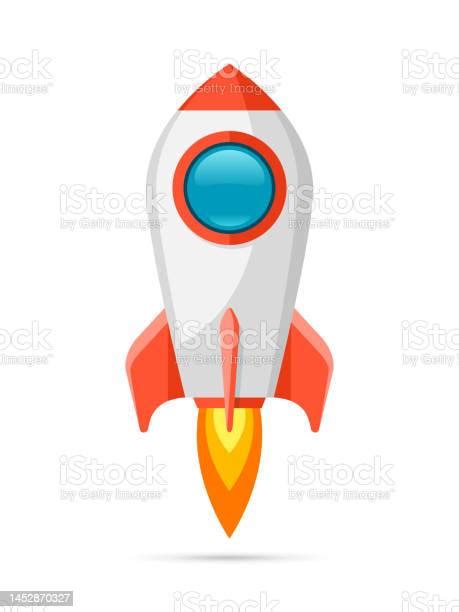 フラットスタイルのロケット船のアイコン白い背景に宇宙船の離陸イラストを起動しますプロジェクトのベクター画像デザインオブジェクト からっぽの