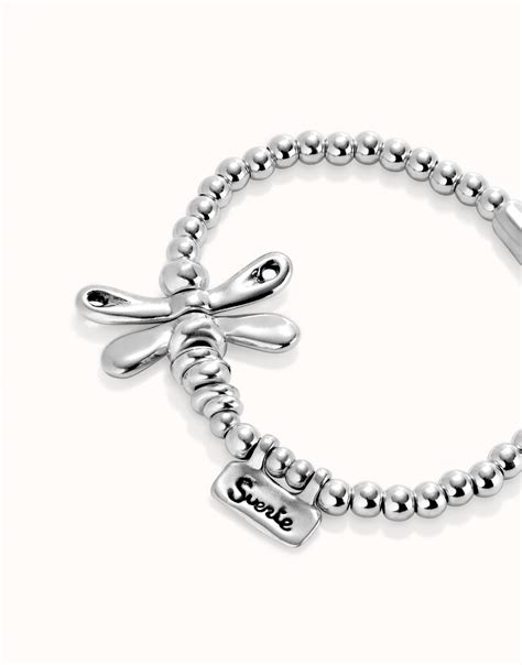 Elastic Bracelet With Sterling Silver Plated Dragonfly Unode50 United