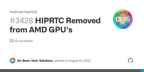 Hiprtc Removed From Amd Gpus · Issue 3428 · Hashcathashcat · Github