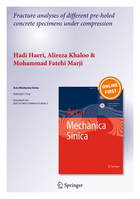 Pdf Fracture Analyses Of Different Pre Holed Concrete Specimens Under Compression