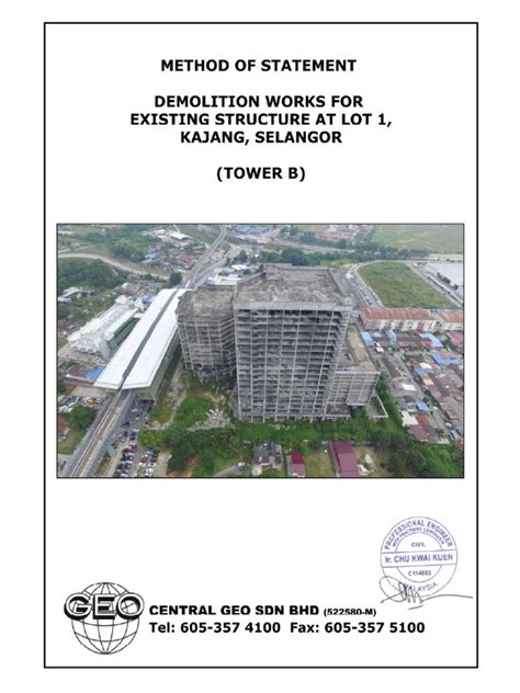 33 Method Of Statement Demolition Works For Lot 1 Kajang Tower