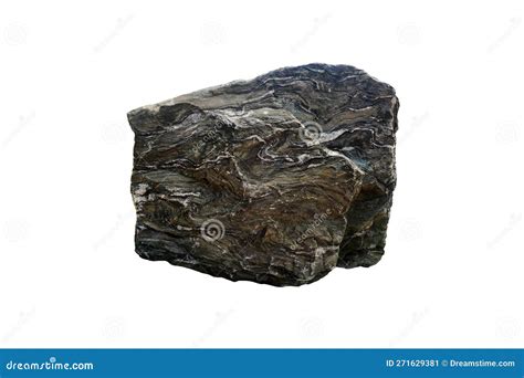A Big Raw Natural Gneiss Foliated Metamorphic Rock Isolated On A White Background Big Stone For