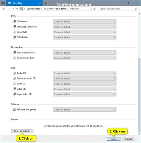 Reset AutoPlay Settings To Default In Windows Tutorials