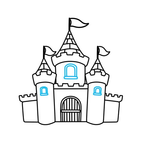 Étape 9 Dessinez plus de détails en forme de brique sur le château