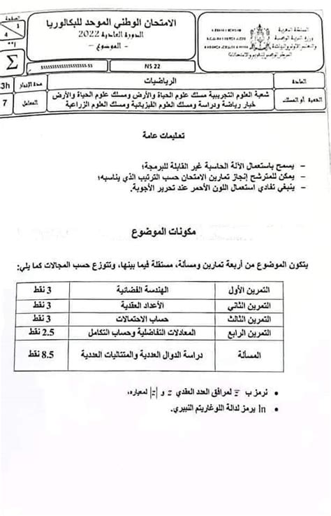 بكالوريا المغرب 2022 مادة منتديات التعليم الشامل