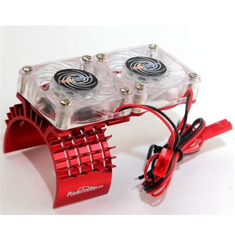 Phbfsred Red Aluminum Motor Heatsink And Twin Cooling Fan Michaels Rc Hobbies