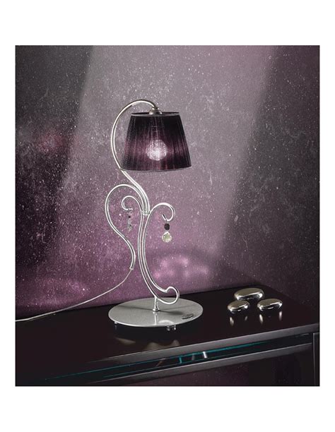 Lampada Da Comodino Lumetto Classico Cristallo Argento Nero BELL