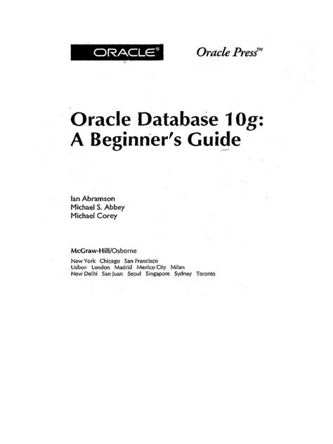 Oracle 10g Beginners Guide 0072230789 Toc Pdf