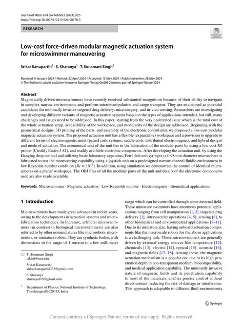 Low Cost Force Driven Modular Magnetic Actuation System For Microswimmer Maneuvering Request Pdf