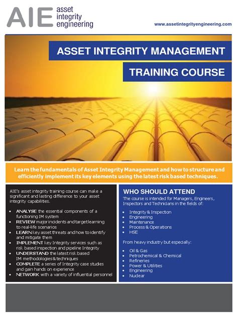 Online Asset Integrity Management Training Course Pdf Risk Performance Indicator