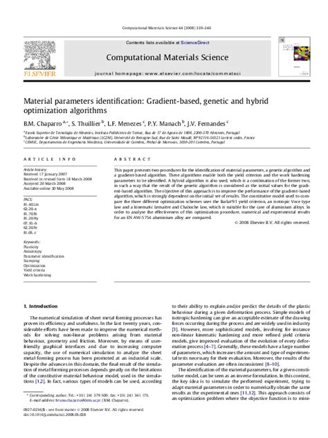 Pdf Material Parameters Identification Gradient Based Genetic And