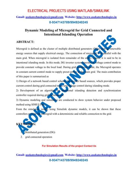 Dynamic Modeling Of Microgrid For Grid Connected Intentional Islanding