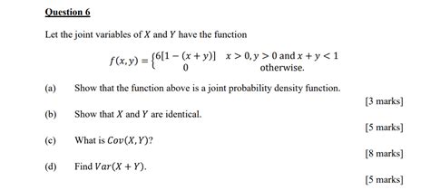 solved let the joint variables of x and y have the function