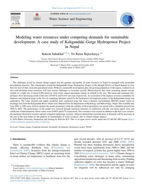 Pdf Modeling Water Resources Under Competing Demands For Sustainable