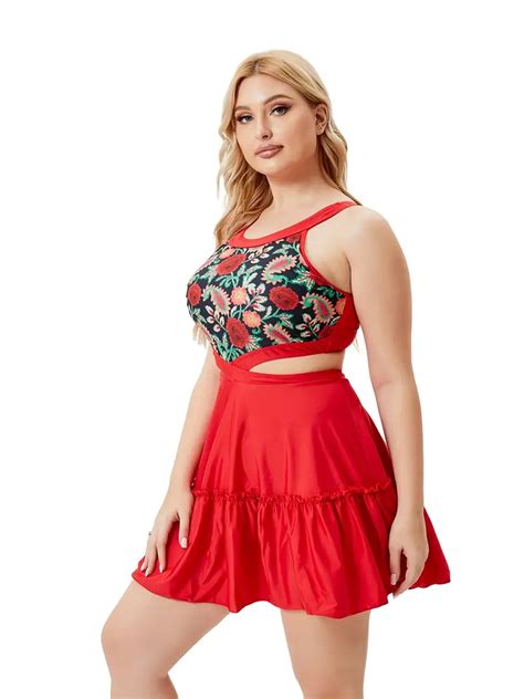 Plus Size Ethnic Print Bikini Set Womens Plus Medium Temu
