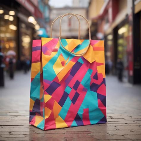 Vista De Maqueta De Bolsa De Papel De Compras Coloridas Foto Premium