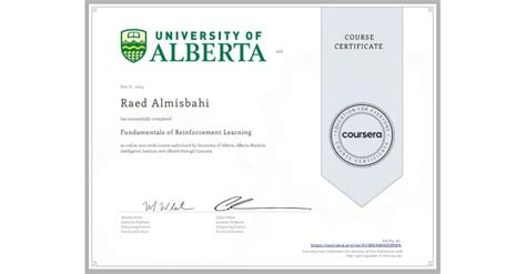 raed almisbahi on linkedin completion certificate for fundamentals of reinforcement learning