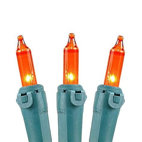 Amber Christmas Mini Lights Set 100 Light Green Wire 50 Feet Long