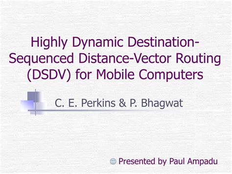 Ppt Highly Dynamic Destination Sequenced Distance Vector Routing