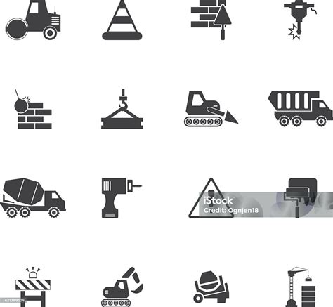 Construction Icon Set向量圖形及更多建築業圖片 建築業 互聯網 交通 Istock
