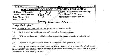 Eng 602 Research Methodology Bs English Gcuf Past Paper Education Hub