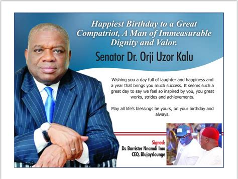 Canada Based Businessman Nnamdi Imo Celebrates Sen Kalu On 64th