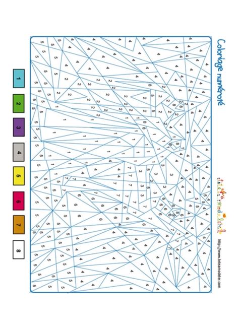 Jeu de coloriage numéroté chiffres et animal n