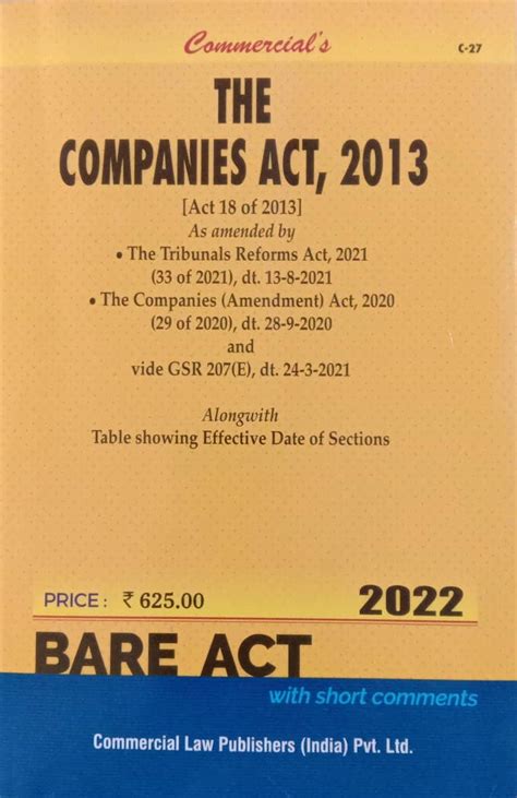 Commercials The Companies Act 2013 Bare Act Edition 2022 Neu Pinch