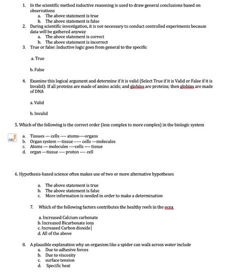 Solved In The Scientific Method Inductive Reasoning Is Chegg