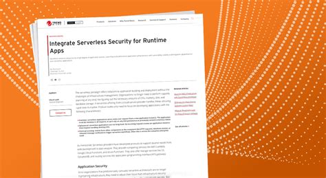 Integrate Serverless Security For Runtime Apps Solution Engineer